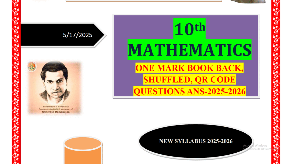 10th Maths One Mark Book Back, Shuffled, QR Code Q & A EM 2025 - 2026 ...