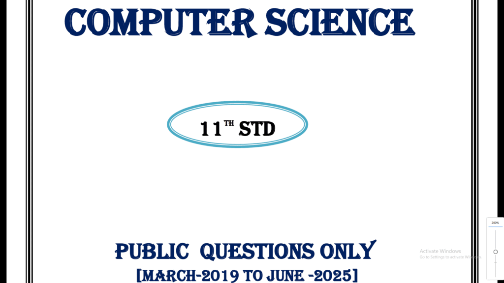 11th Computer Science Public Exam Questions Only English Medium 2019 - 2025 : Kalvi Nesan