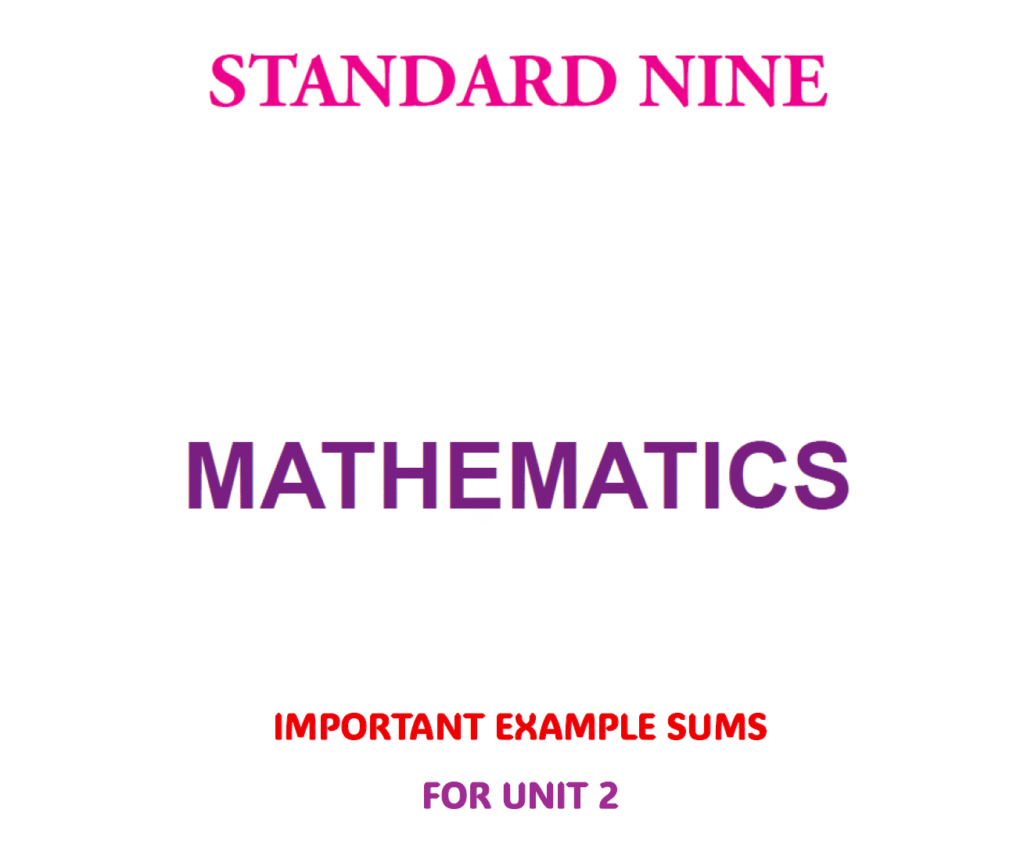 9th Maths Unit - 2 Important Example Sums English Medium 2025 - 26 ...