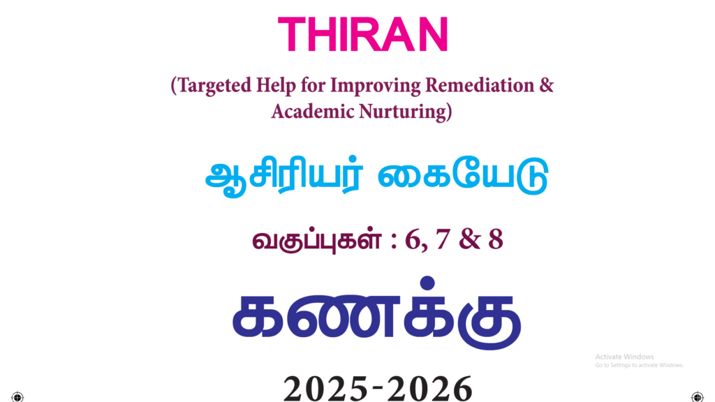 6th, 7th & 8th Std Maths THIRAN Teachers Hand Book 2025 - 2026 : Kalvi ...